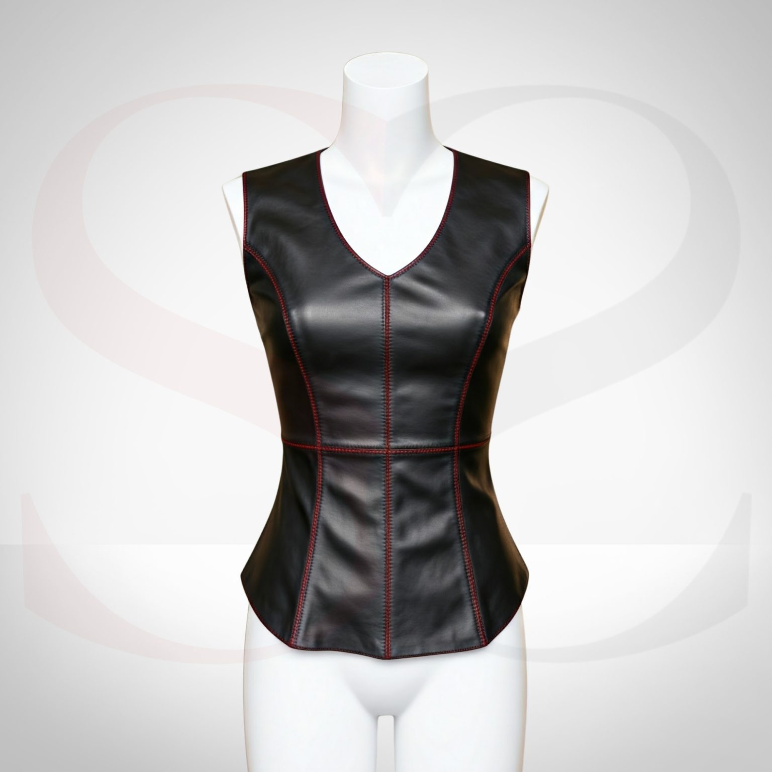 Fitted Black Leather Top – Signature Stitch Style